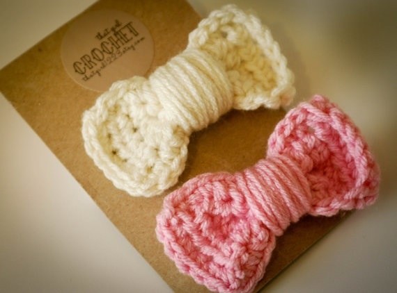 Crochet Bow Barrettes on Luulla